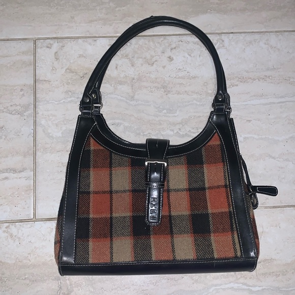 Beverly Hills Polo Club | Bags | Vintage Orange Brown Plaid Bag | Poshmark